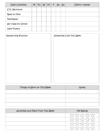 Weekly Schedule Sheet Examples | A Plan in Place
