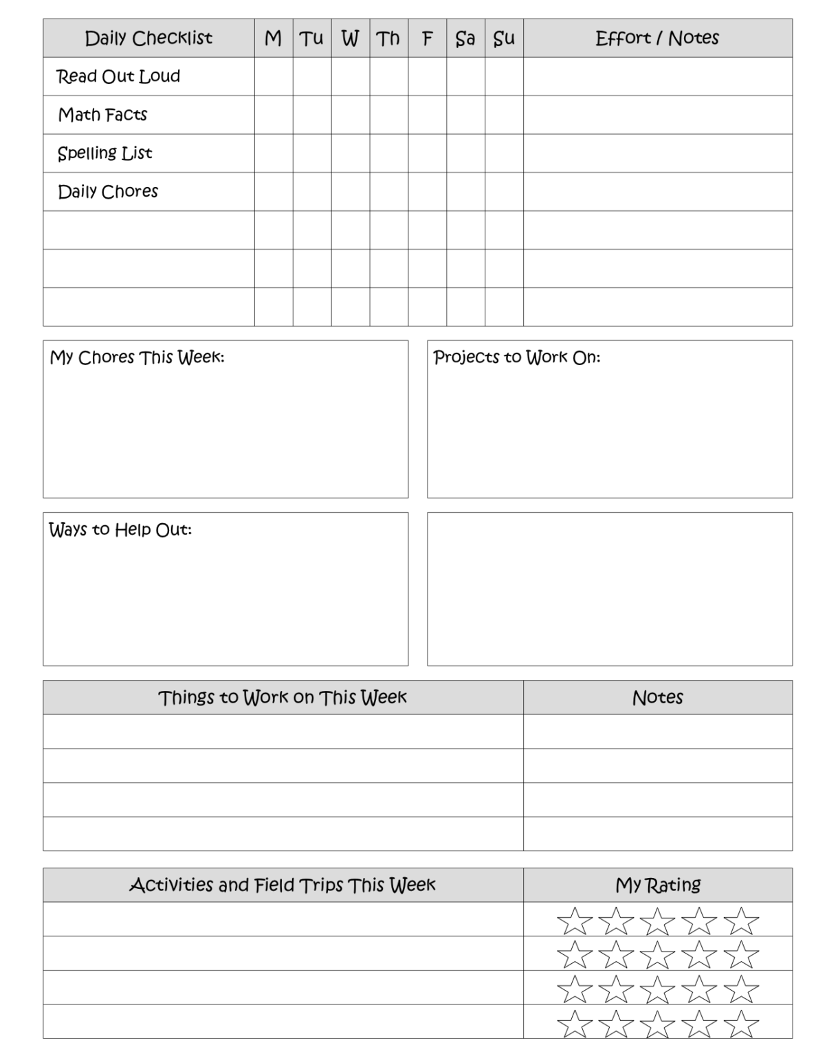 Weekly Schedule Sheet Examples | A Plan in Place