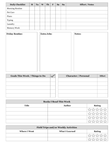 Weekly Schedule Sheet Examples | A Plan in Place